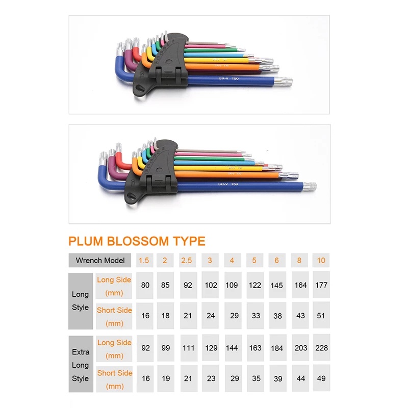 Color Coded Ball-End Hex Allen Key L Torx Security Wrench Set Torque ...
