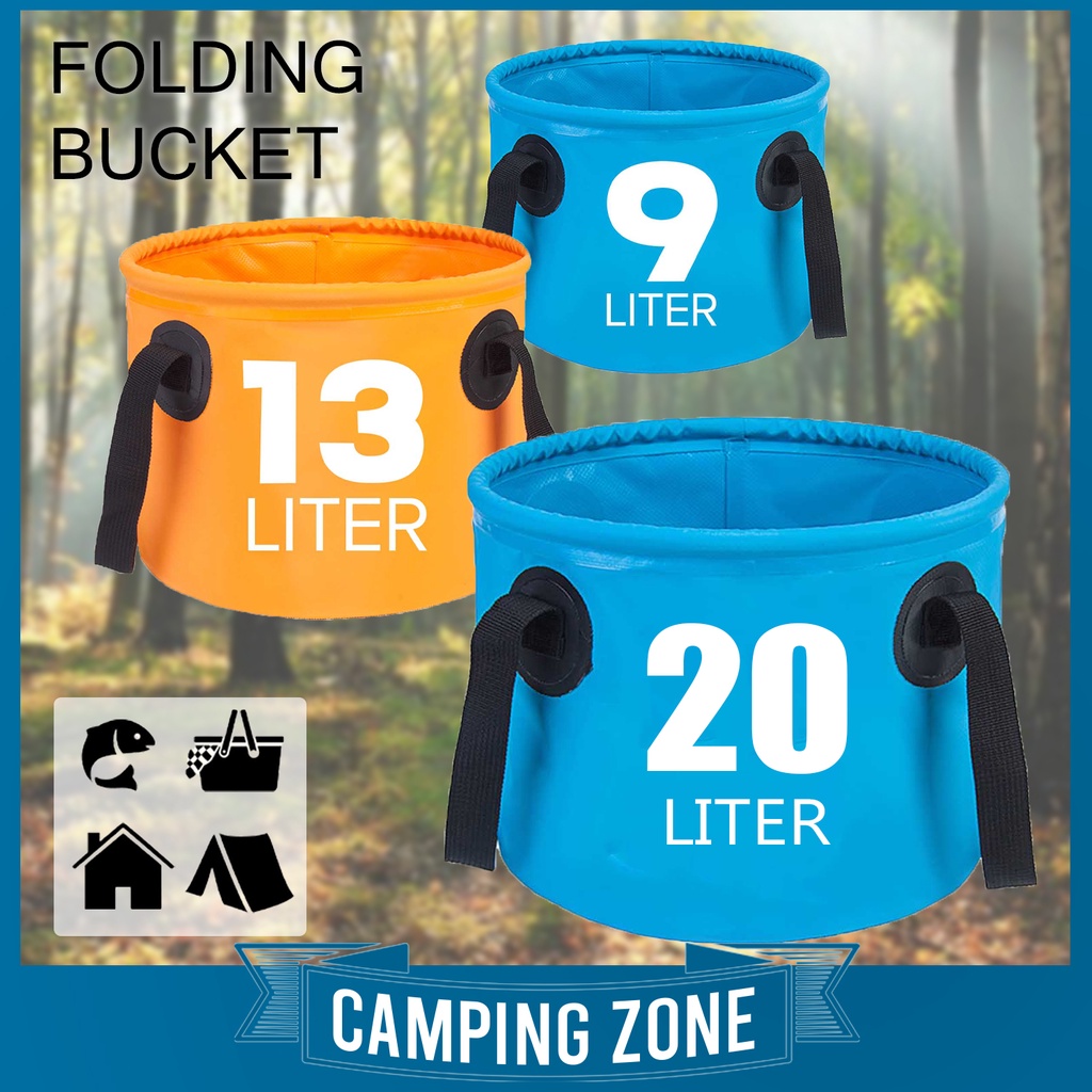 9L 13L 20LPVC FISHING WATER BUCKET MULTIPURPOSE FOLABLE PORTABLE ...