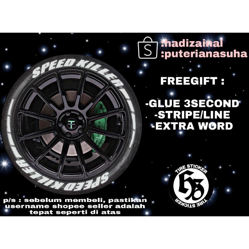 18 - Tire Bomb Sticker / Tire Sticker 3D (Speed Killer All White ...