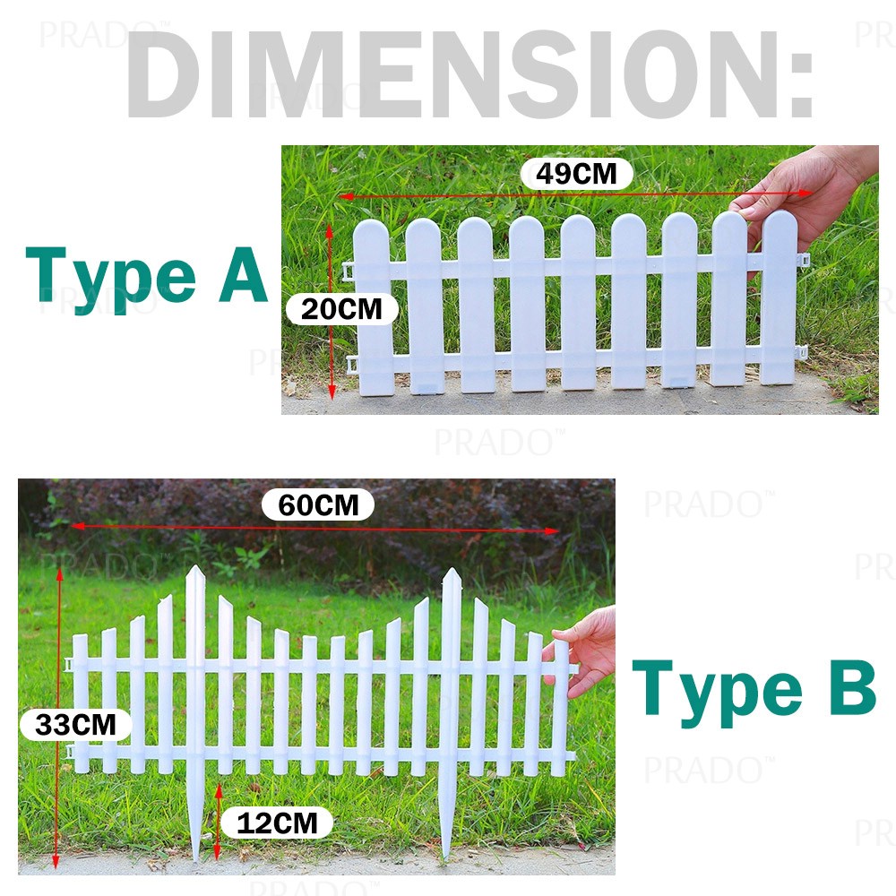 PRADO Outdoor 60cm/49cm White Home Garden Fence Indoor Fencing ...