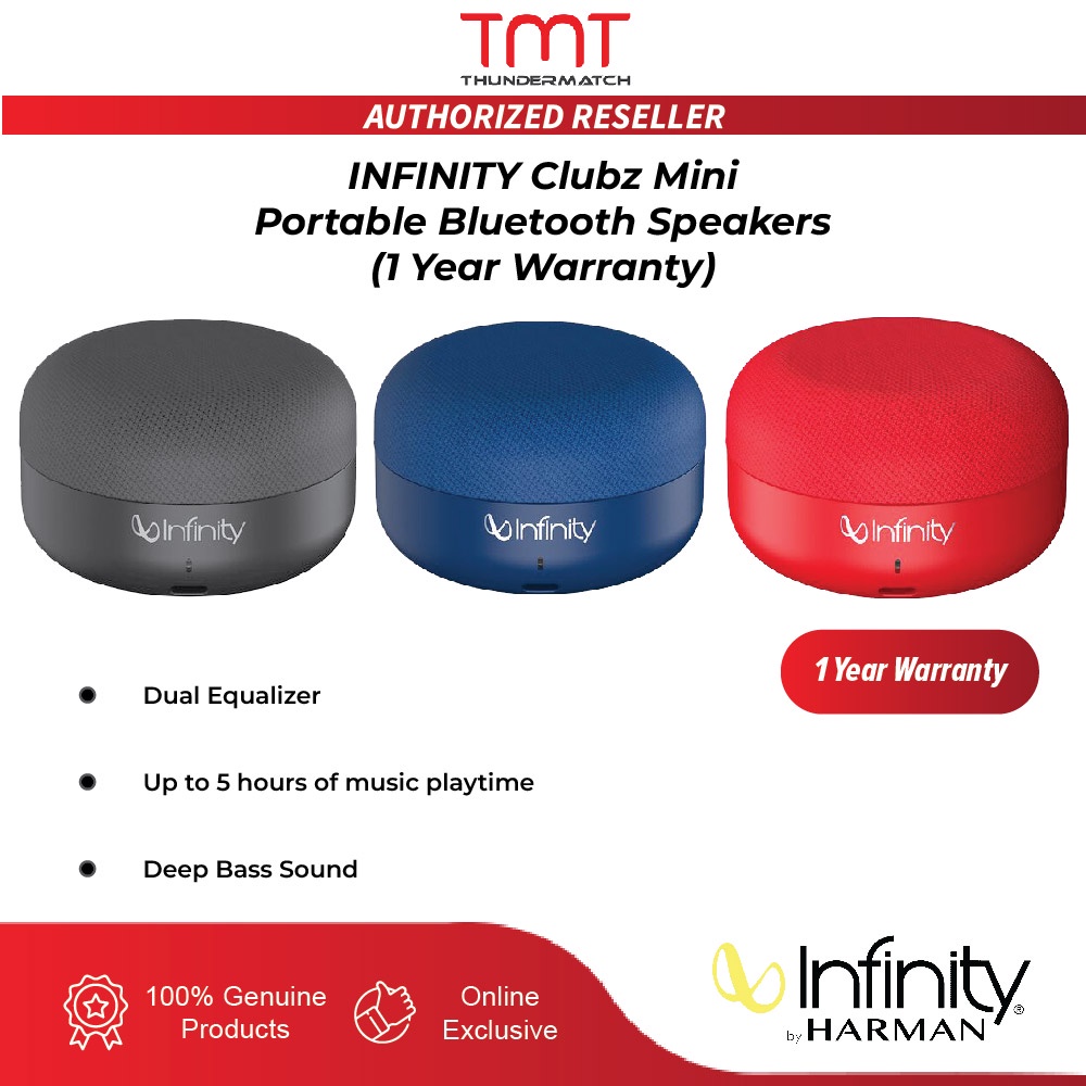 Infinity by Harman Clubz Mini Portable Bluetooth Speakers - Black/Blue ...