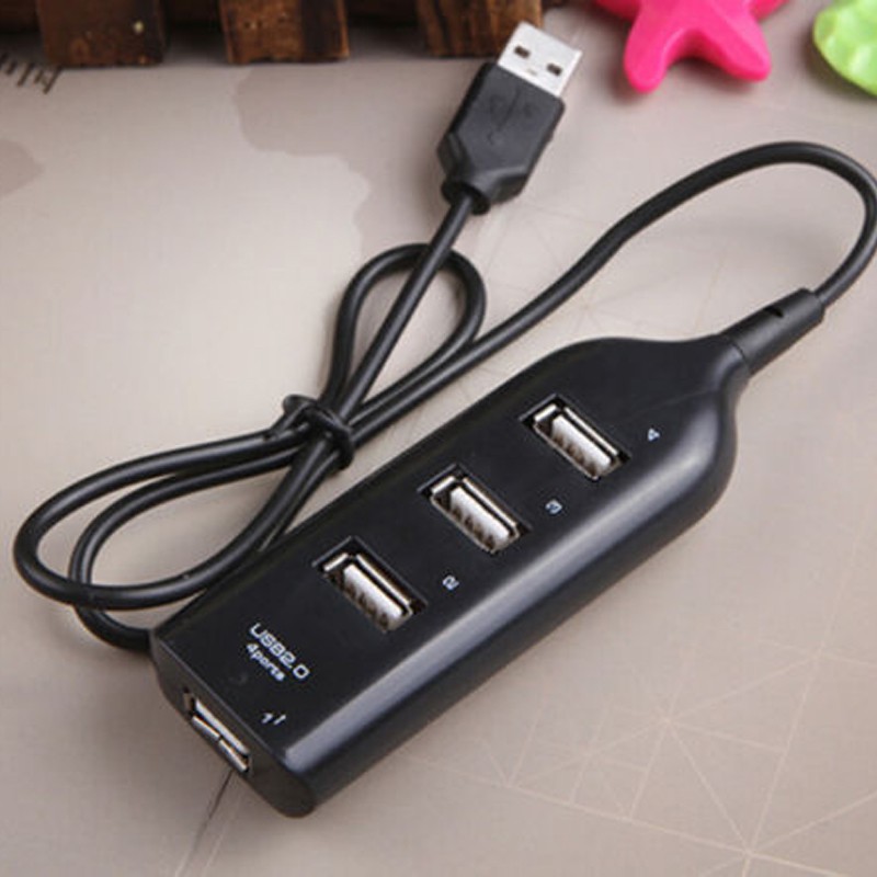 USB hub portable 4 port USB 2.0 extension computer adapter black High ...