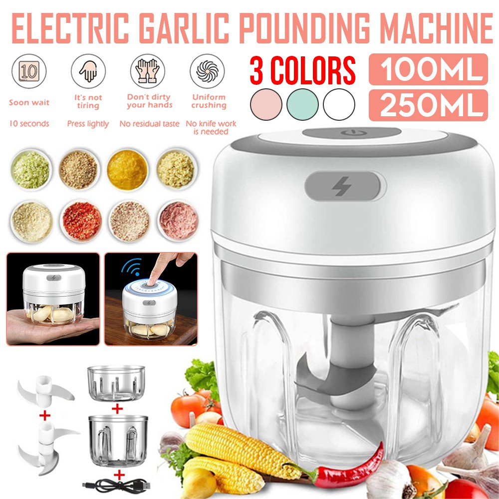 Electric Garlic Masher USB Wireless Vegetable Meat Grinder 100/250 ...