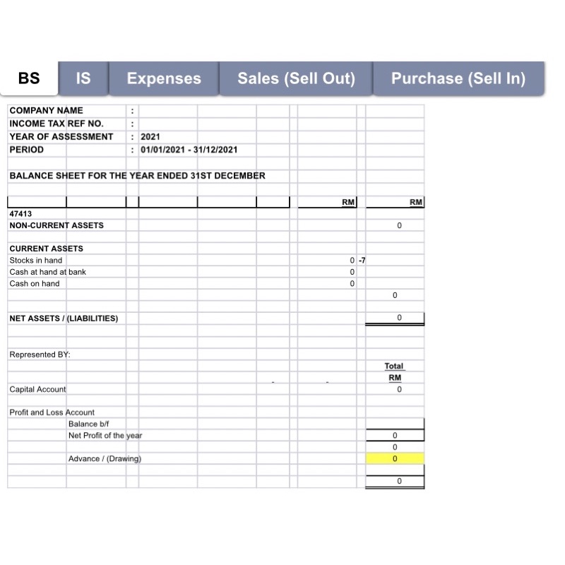 Accounting Template (Suit for Sole Proprietorship) - easy use for ...