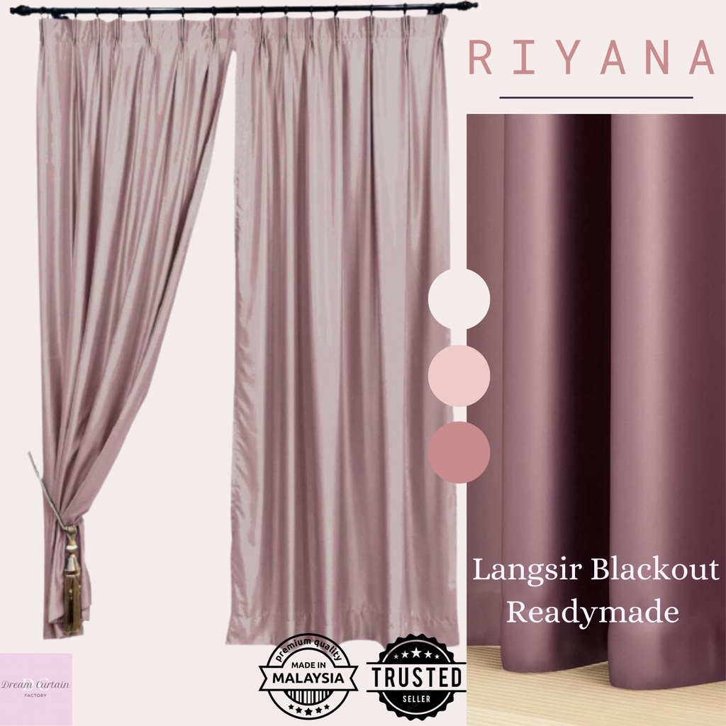 RIYANA DUSTY PINK READYSTOCK langsir semi blackout material plain ...
