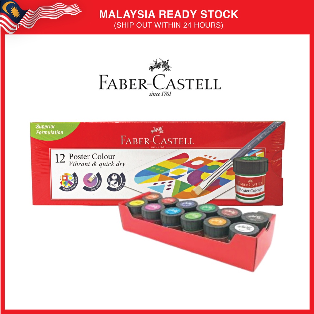 Faber Castell Poster Colours Water Colour 12 Colours (15cc) | Shopee ...