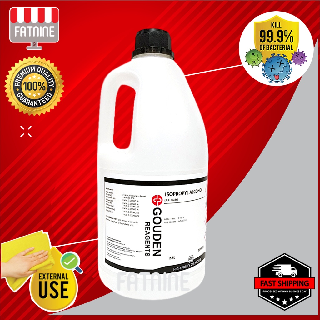 Isopropyl Alcohol IPA AR grade in bottle, 2.5 Liter (Gouden) | Shopee ...