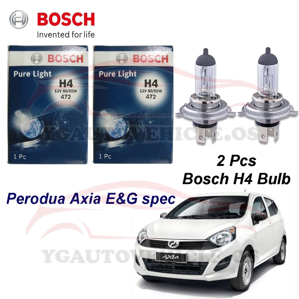 Perodua Axia E&G Headlamp Light Bulb Bosch H4 12V 55W/100W 2Pcs ...