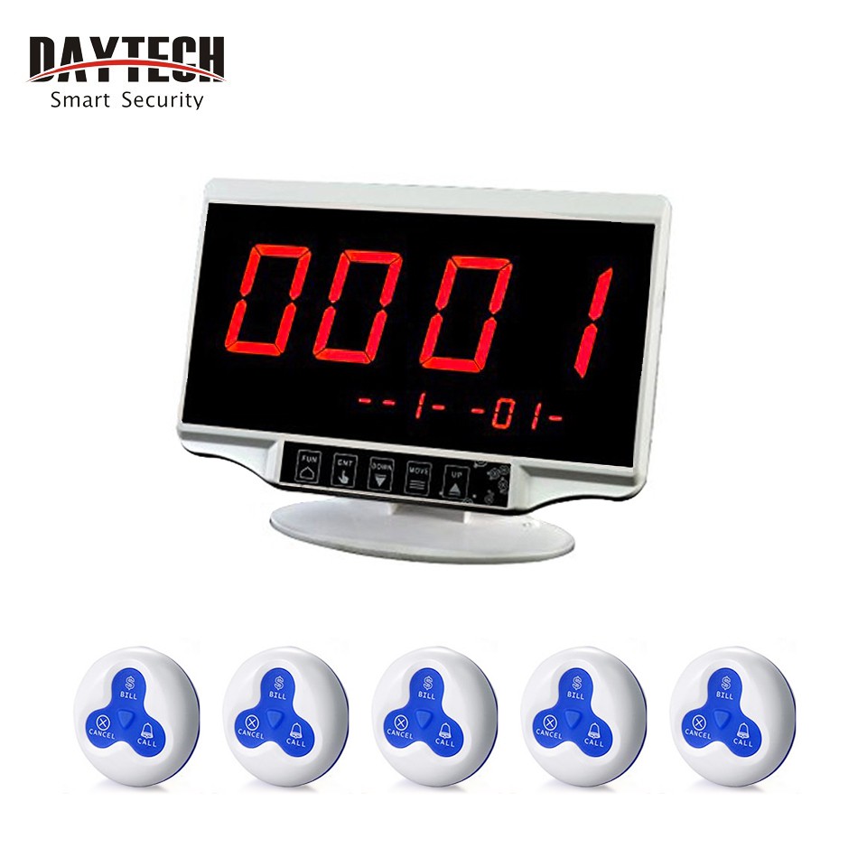 Daytech Wireless Staff Calling Buzzer with LCD Receiver, Suitable for 1 Restaurant, 5 Wireless ...