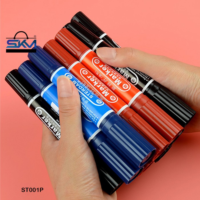 SKM Oily Double-headed Thick Thin Marker Pen Penanda Pen ST001P ...