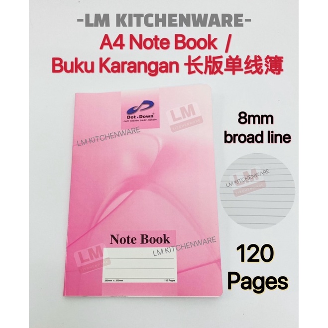 DOT DOWN A4 NOTE BOOK 120 PAGES / BUKU PENULISAN / BUKU NOTA A4 / BUKU ...
