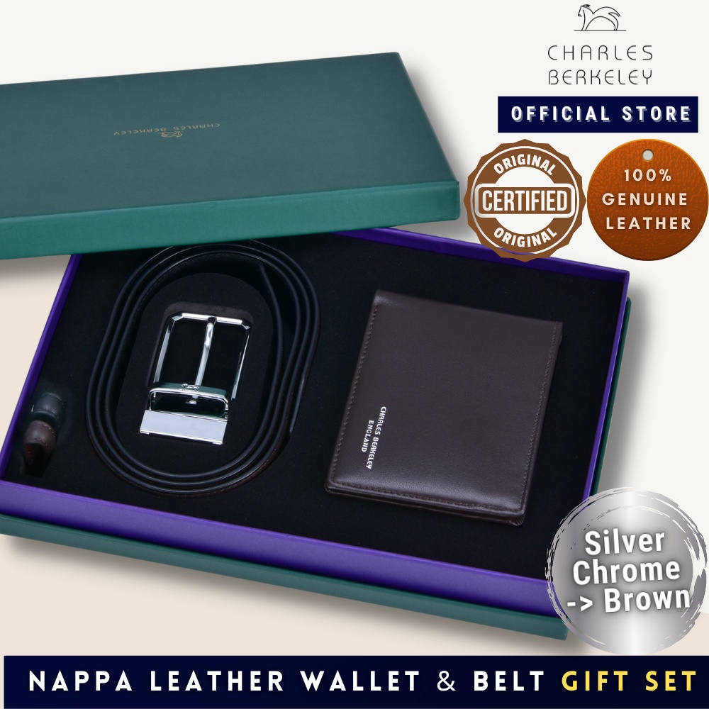 Charles Berkeley Nappa Leather Bifold Wallet & Leather Belt Bundle Gift ...