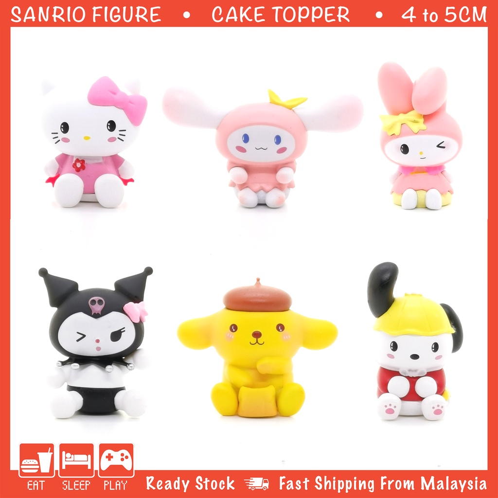 5cm 6pcs Hello Kitty My Melody Purin Kuromi Cinnamoroll Pochacco Sanrio Cute Figure Collection ...