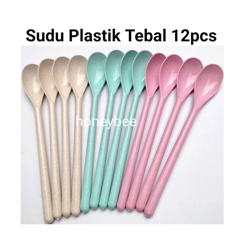 [Ready Stock]12pcs Long Handle spoon Sudu/Garfu Plastik Spoon Fork sudu ...