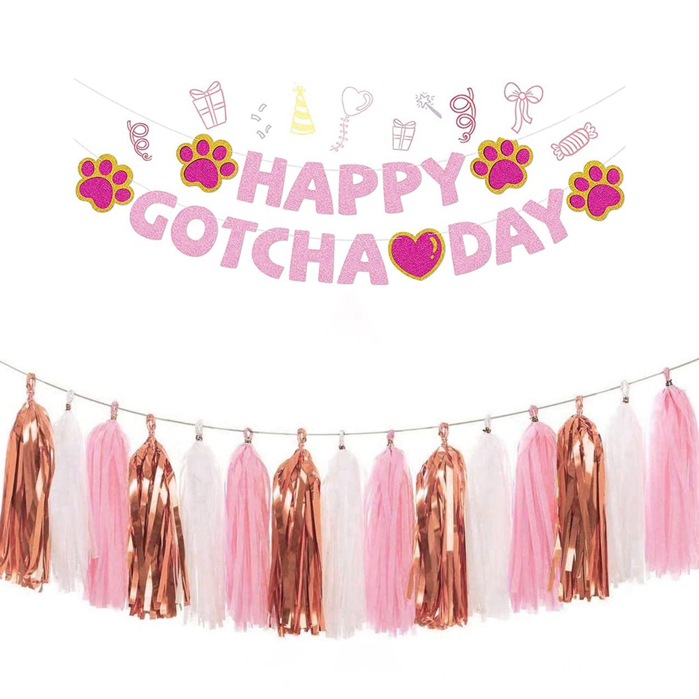 Happy Gotcha Day Pet Party Decoration Happy Gotcha Day Banner Shiny ...