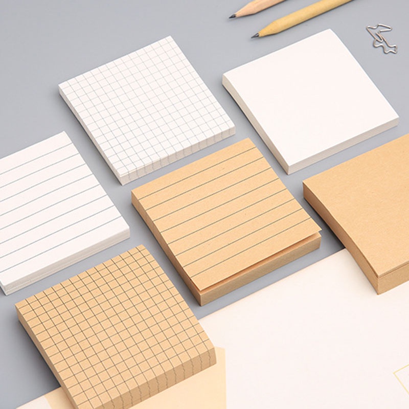 K-MIME Kraft White Blank Lined Grid Sticky Note 80 Sheets Very Thick ...