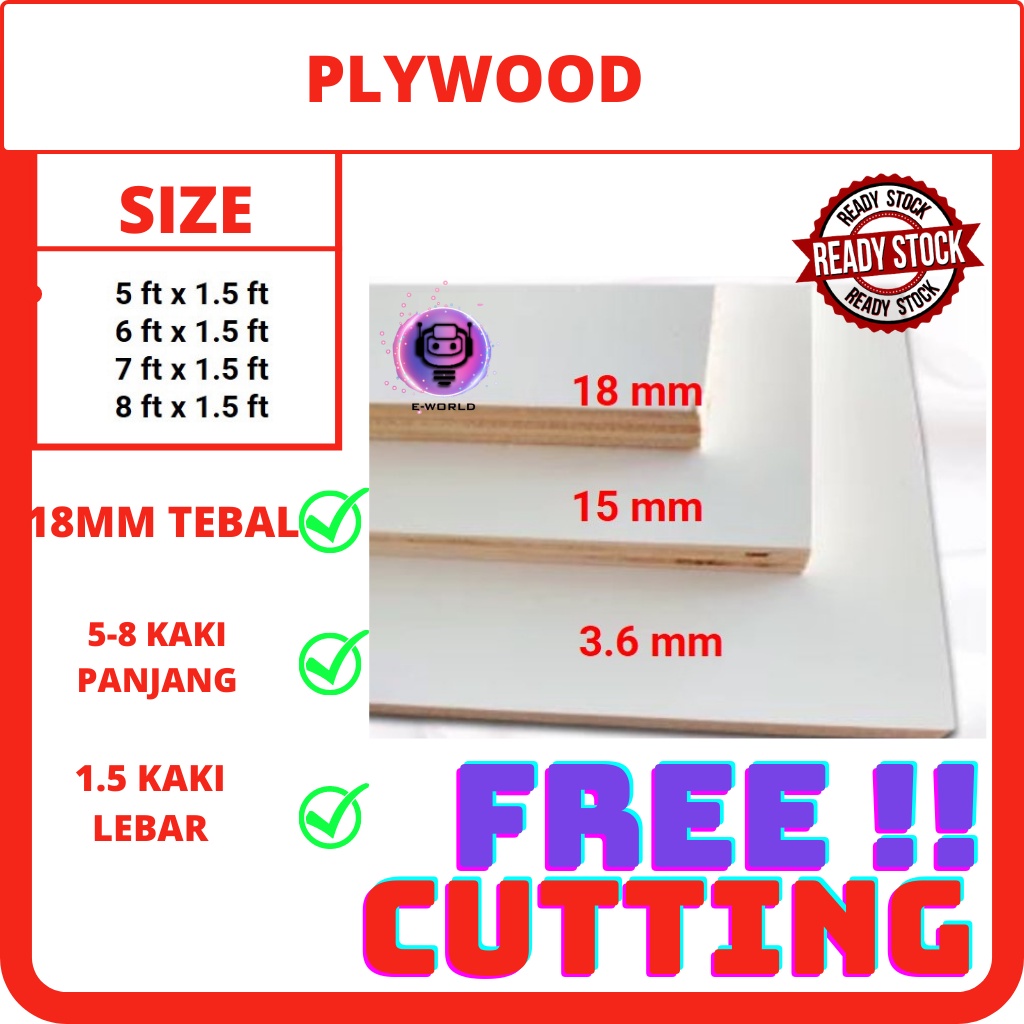 WHITE PLY WOOD-[18 mm thickness ](5-8length x 1.5wide)ft Multipurpose ...