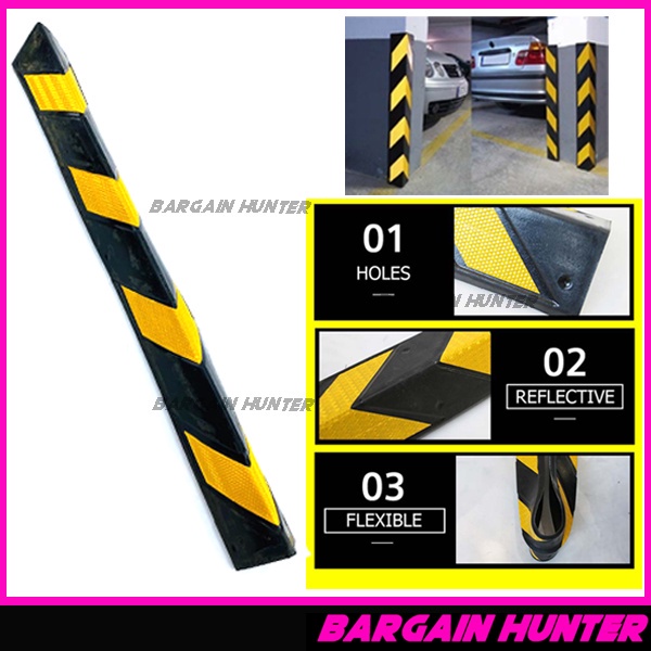 WALL RUBBER CORNER GUARD PROTECTOR WITH REFLECTIVE FOR CAR PARK ...