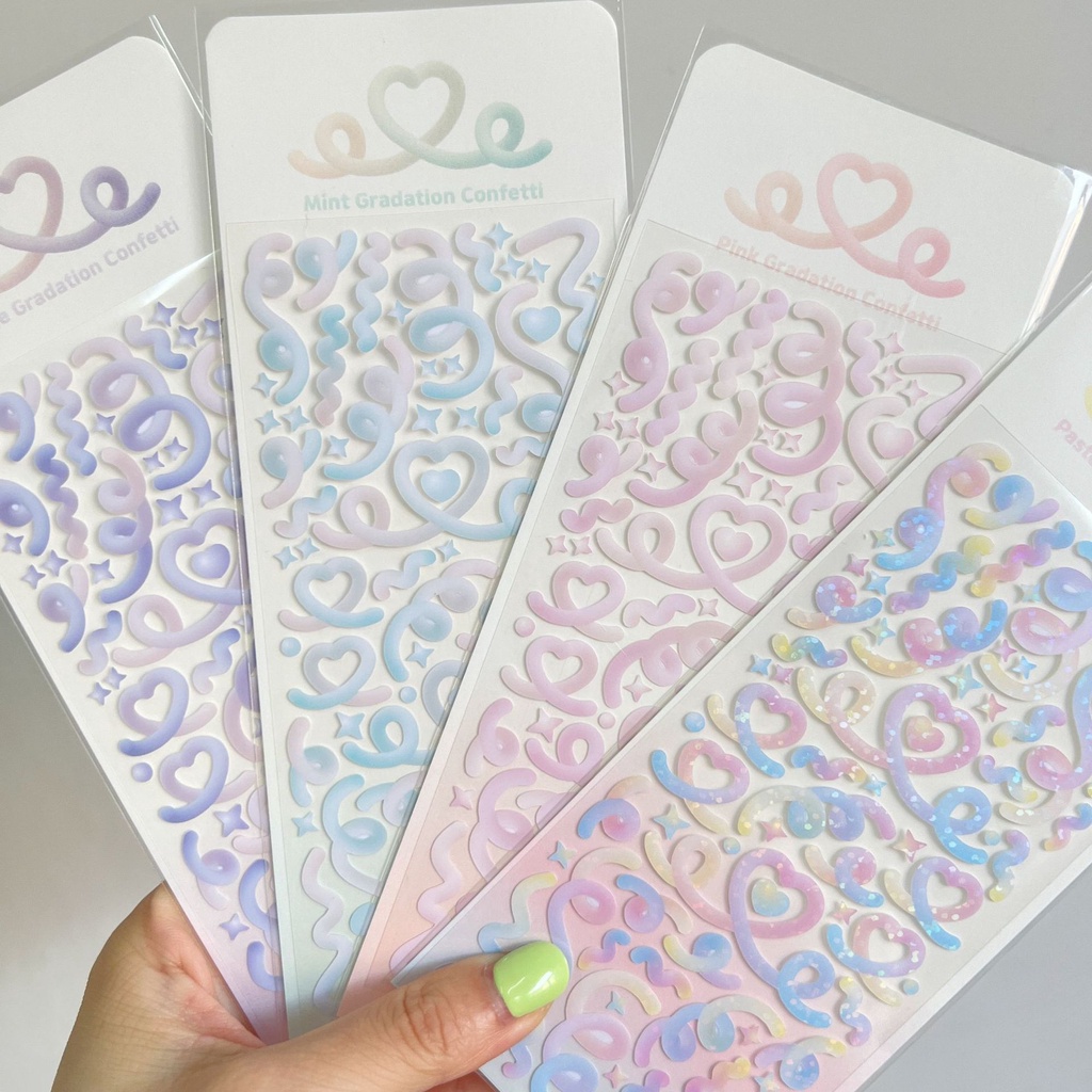 Aesthetic Gradient Ribbon Stickers Shiny Journal Toploader Deco ...