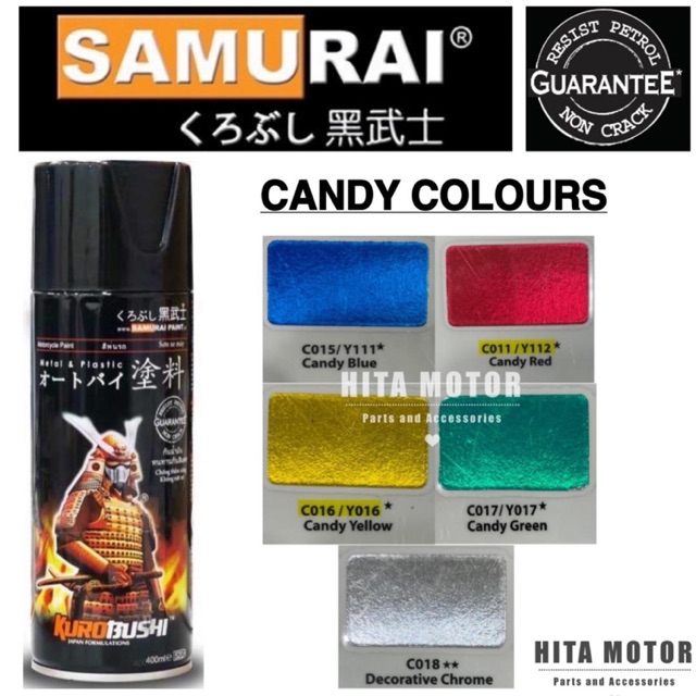 Samurai Spray Candy Chrome Colour C011/C012/C016/C017/C018 Candy Red ...