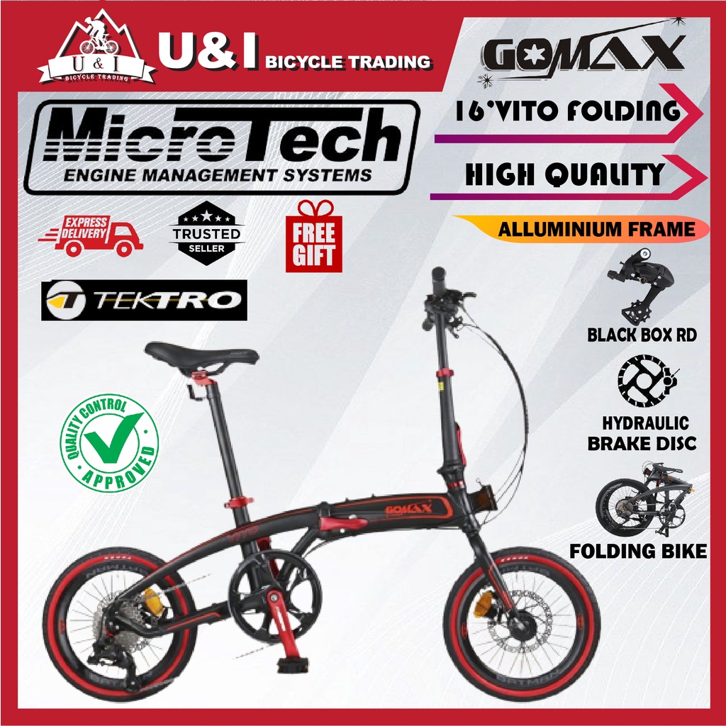 GOMAX VITO 16" BLACKBOX 9 Speed Aluminum Folding Bike / Basikal Lipat ...