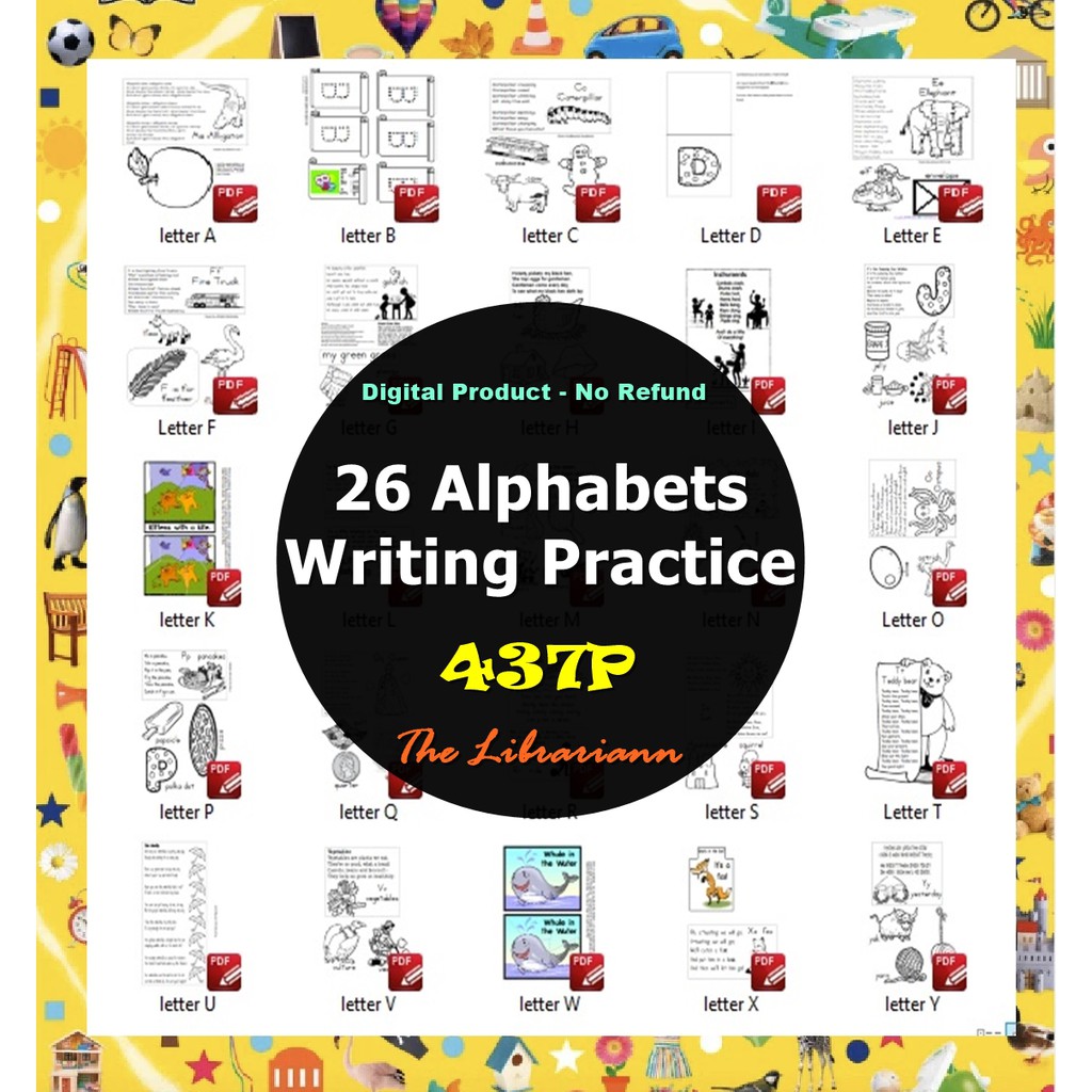 [PDF] 26 Alphabets Writing Practice & Worksheets Kindergarten ...