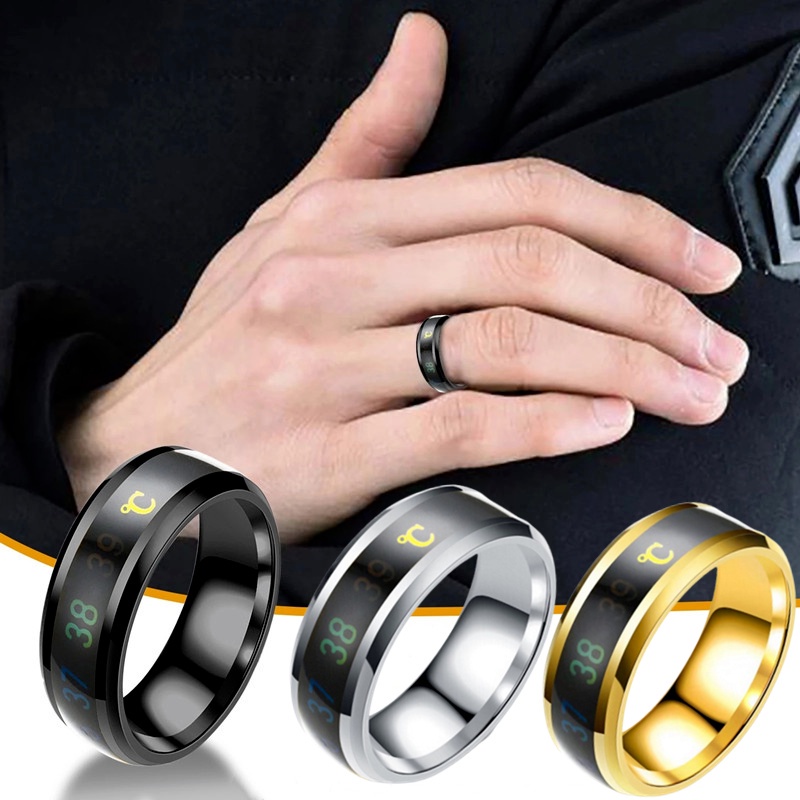 Waterproof Titanium Steel Temperature Sensitive Ring/ Mood Emotion ...