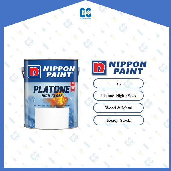 NIPPON PAINT Platone High Gloss 5L - Wood & Metal Paint # Fast Drying ...