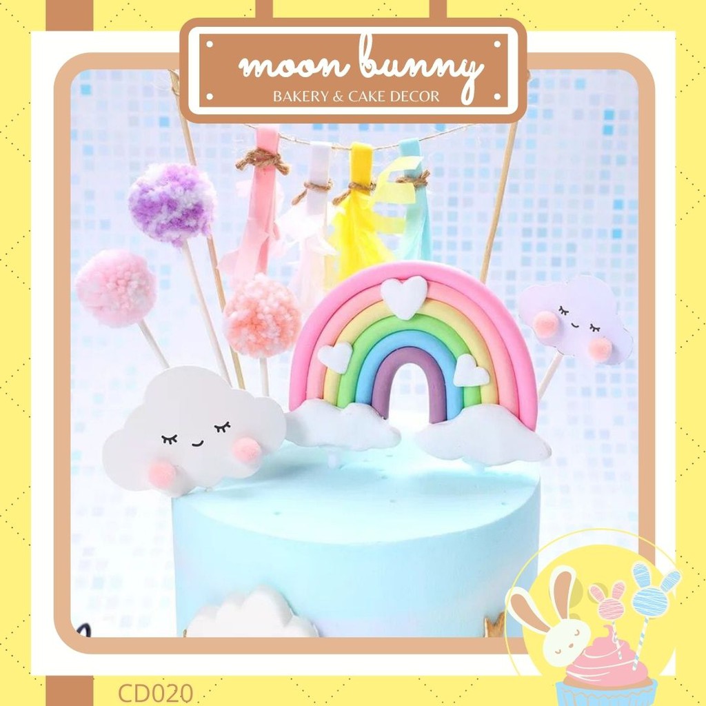 Rainbow Cake Topper Large Rainbow Cake Decoration Happy Birthday Topper ...
