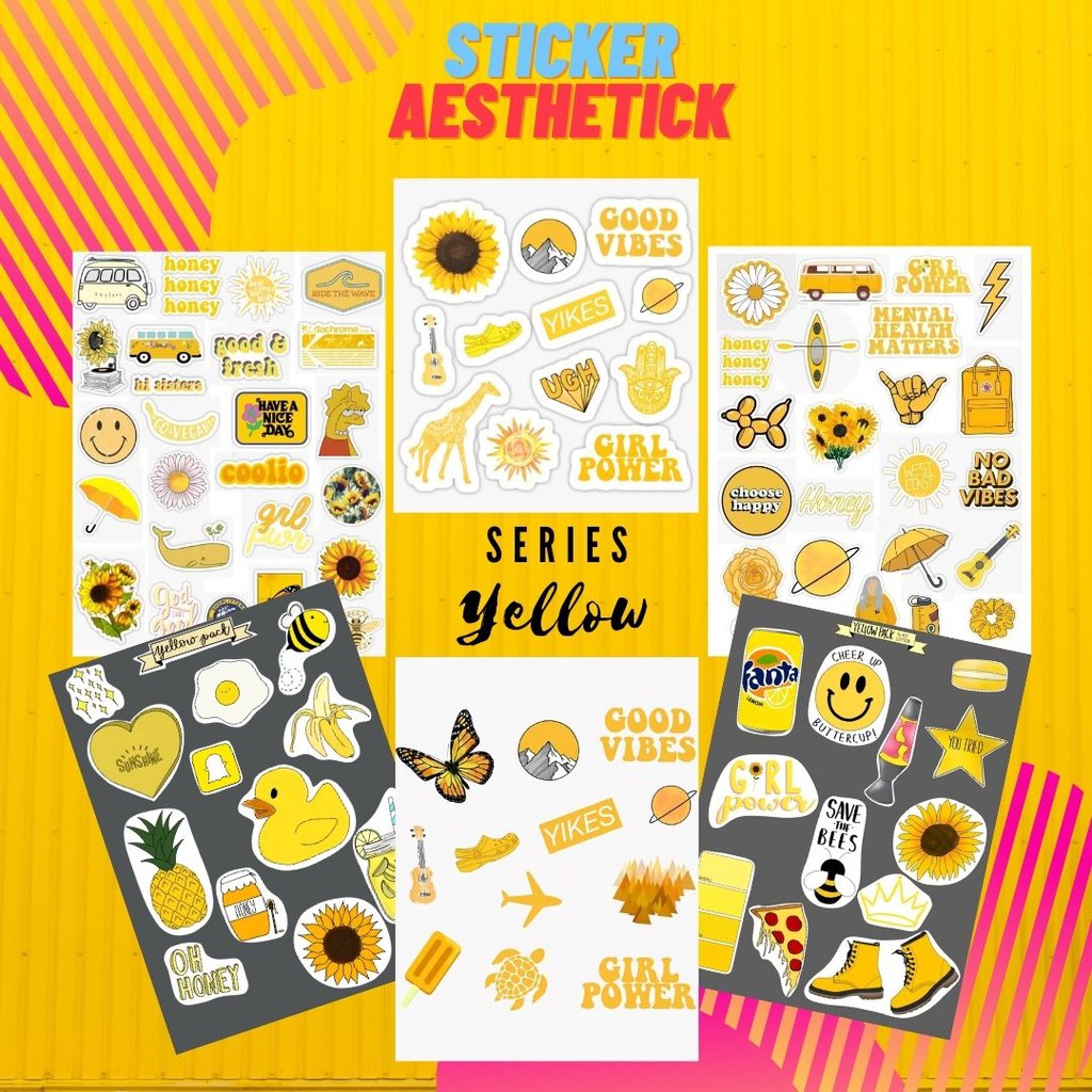 SA-11-50 YELL-50 Aesthetic Tumblr Stickers Aesthetic Yellow Series ...