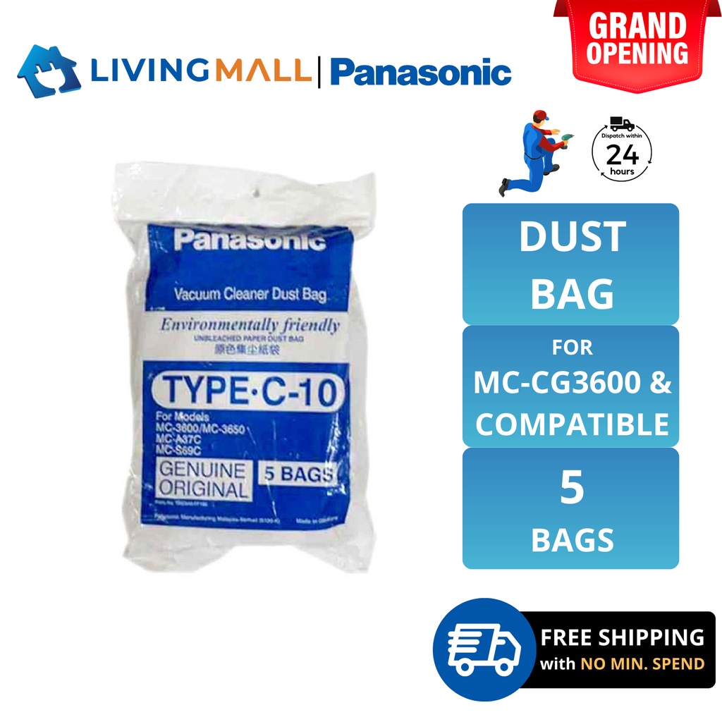 Panasonic Type C-10 Vacuum Cleaner Bags For MC-CG3600/MC-3650/MC-A37C ...