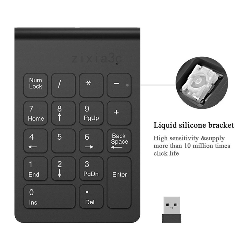 Mini Wireless Numeric Keypad 2.4GHz Numpad 18 Keys Digital Keyboard for ...