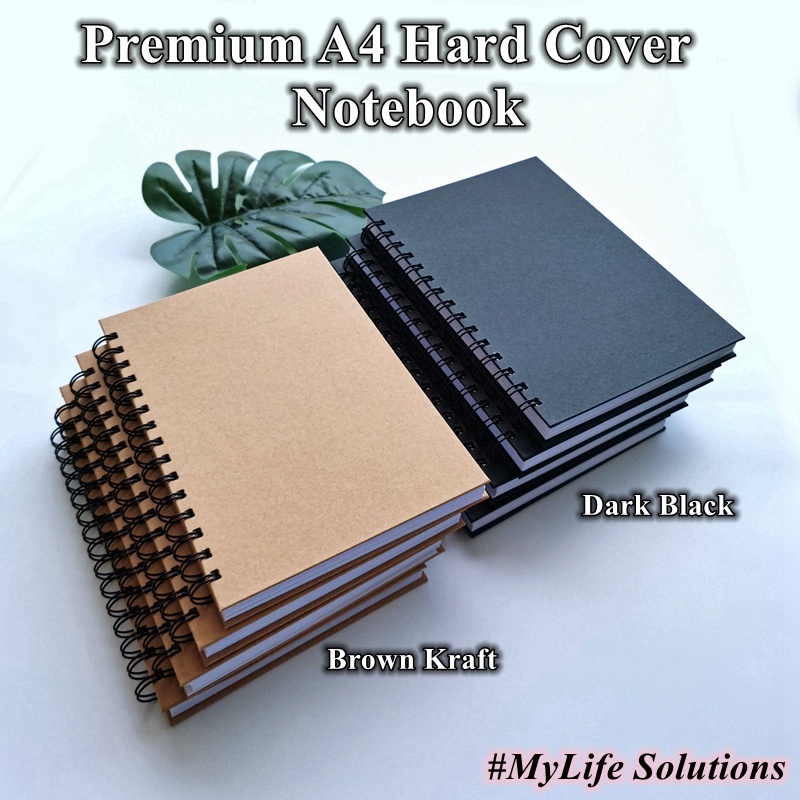 Hard Cover A4 Notebook Black Kraft Notebook Diary Book 200 Pages Hard ...