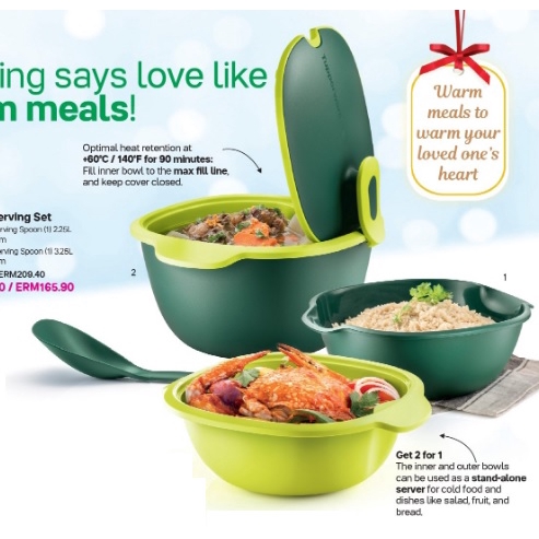 READY STOCK Tupperware (2pcs with 2 Spoons) Warmie Tup Serving Set ...