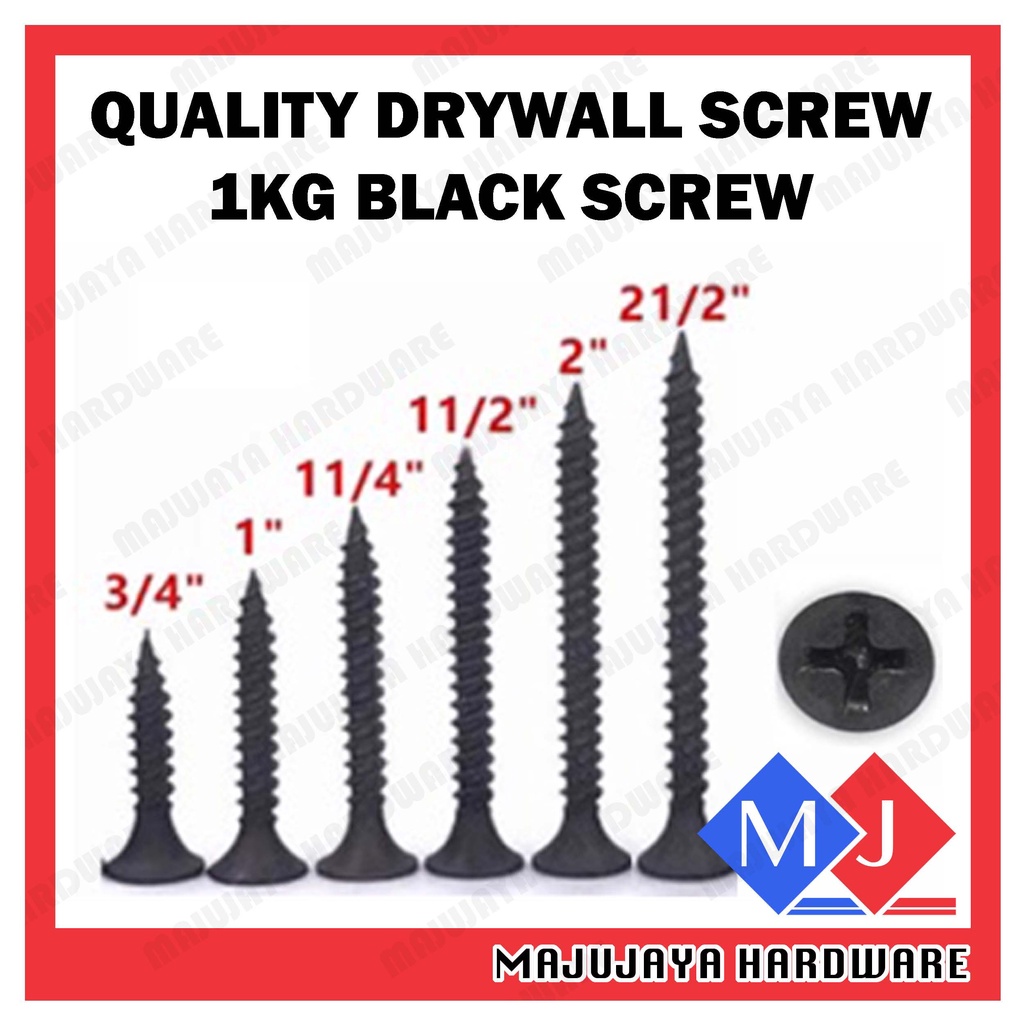 MJH Dry Wall Screw 1KG Skru Ceiling Skru Partition 天花板螺丝 Black Skru ...