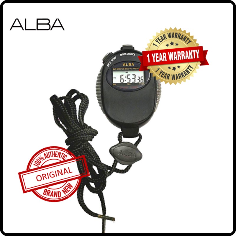 ALBA Digital Stopwatch Sport Track and Field 1/100 Sec BLACK SW01 ...