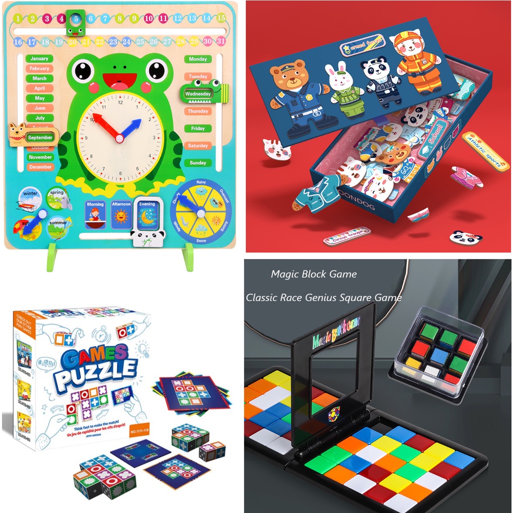 Kid Learning Toys Puzzle Kid Birthday Gift Learning Time Magic Block ...