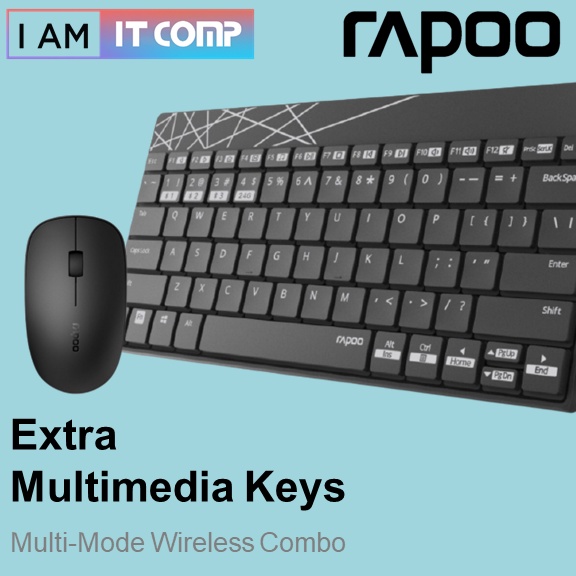 Rapoo 8000m Multi Mode Wireless Bluetooth Combo Mouse And Keyboard Spill Resistant Compact