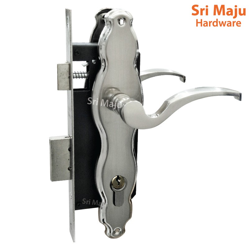 MAJU 8518 Hulu SS Grille Door Lock Handle Set Entrance Gate Lock Kunci ...