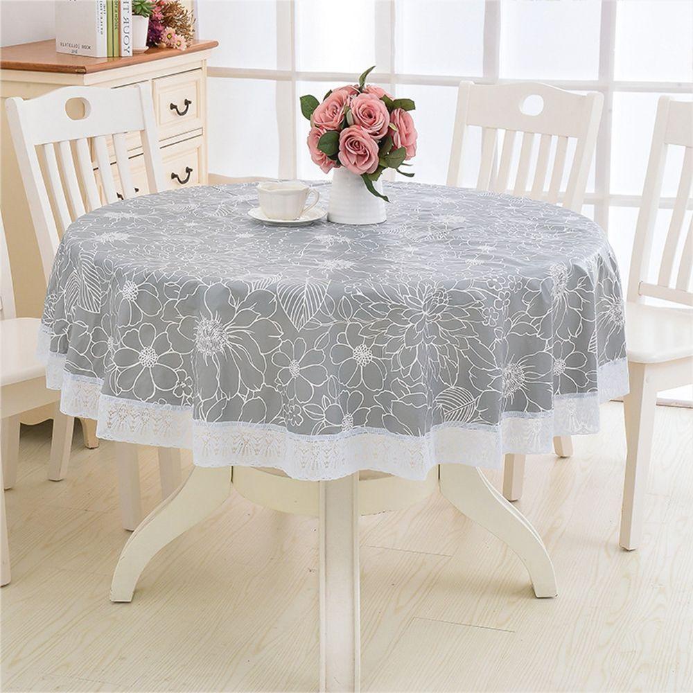 PEWANY Table Cloth Flower Style Pastoral Wipeable Waterproof Round ...
