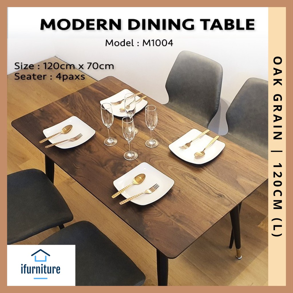4-Person L120cm Dining Table (No Chairs) with Oak Wood Grain Texture ...