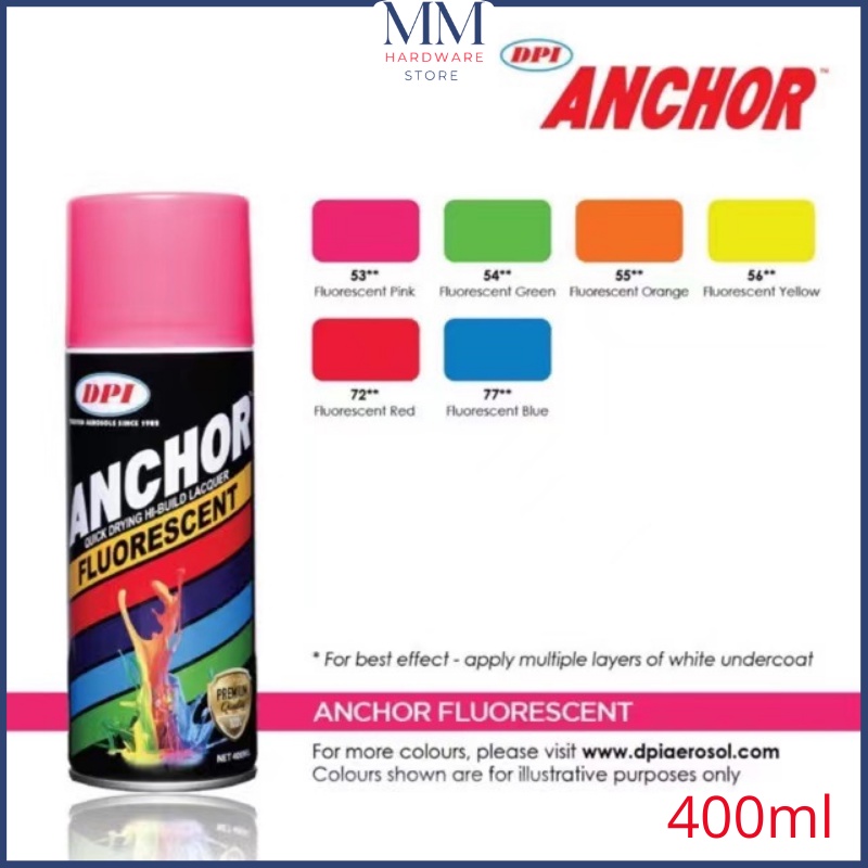 Anchor Fluorescent High Lighter Color Spray Paint 400ml Sembur Cat ...