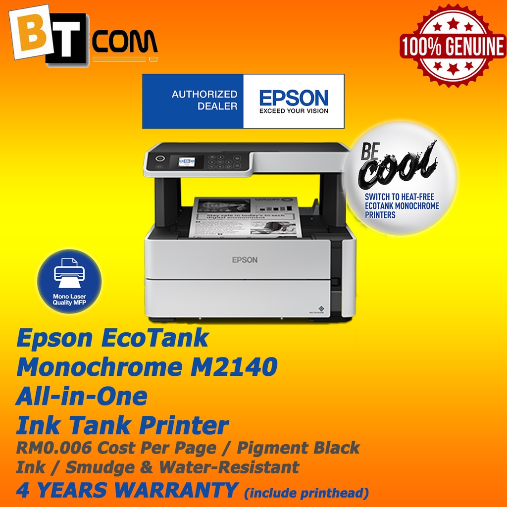 Epson EcoTank Monochrome M2140 All-in-One Ink Tank Printer | Shopee ...