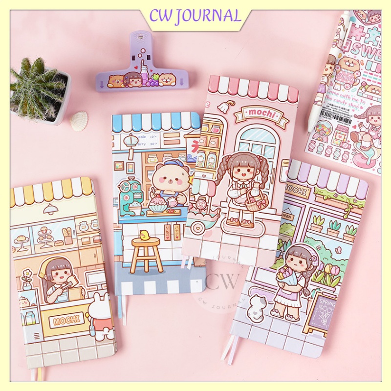 CW Journal Small Mochi Checkered Weeks Notebook Cartoon Cute Girl ...