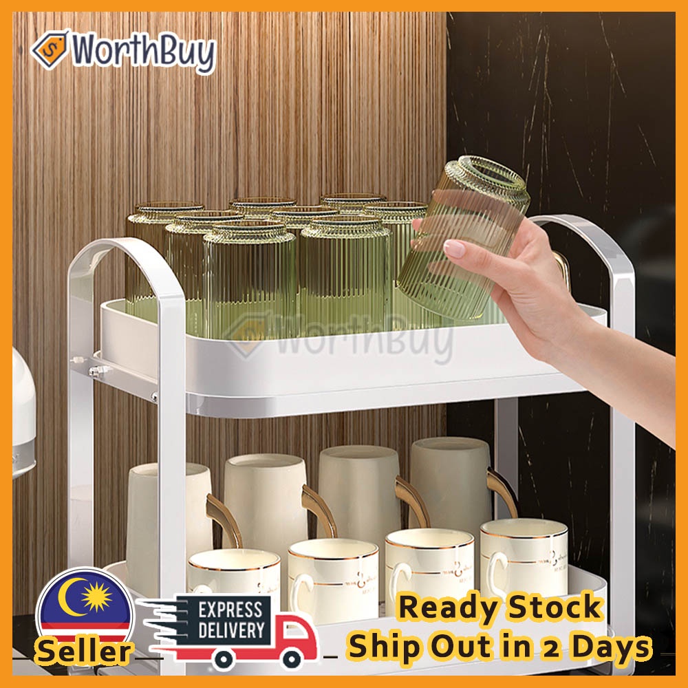 Worthbuy Detachable Cup Holder Double Layer Cup Rack Multipurpose Mini ...