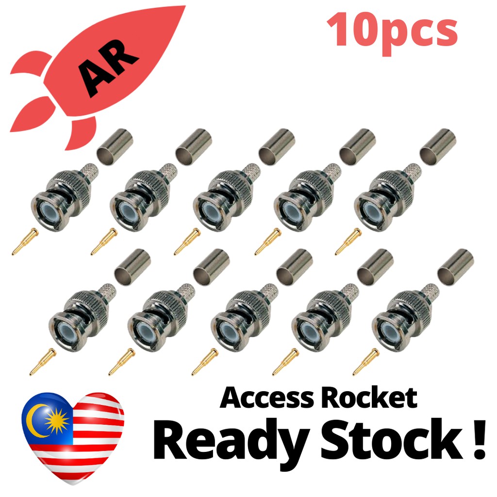 BNC RG6 Crimp Type CCTV Video Connector x 10pcs | Shopee Malaysia