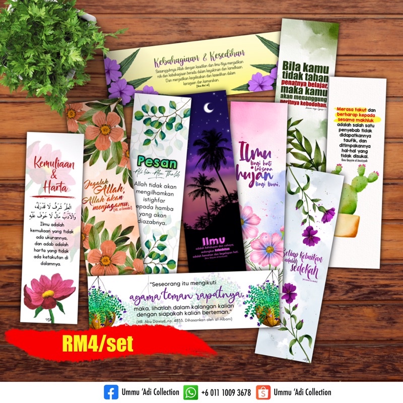 10 pcs (1 set) penanda buku Islamik/ Islamic Quotes Bookmark | Shopee ...