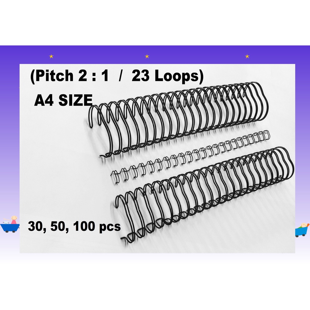 Wire Binding Spines, Steel Wire O ring (Pitch 2:1) 23 loops Black Color ... Wire Binding Spines, Steel Wire O ring (Pitch 2:1) 23 loops Black Color ...