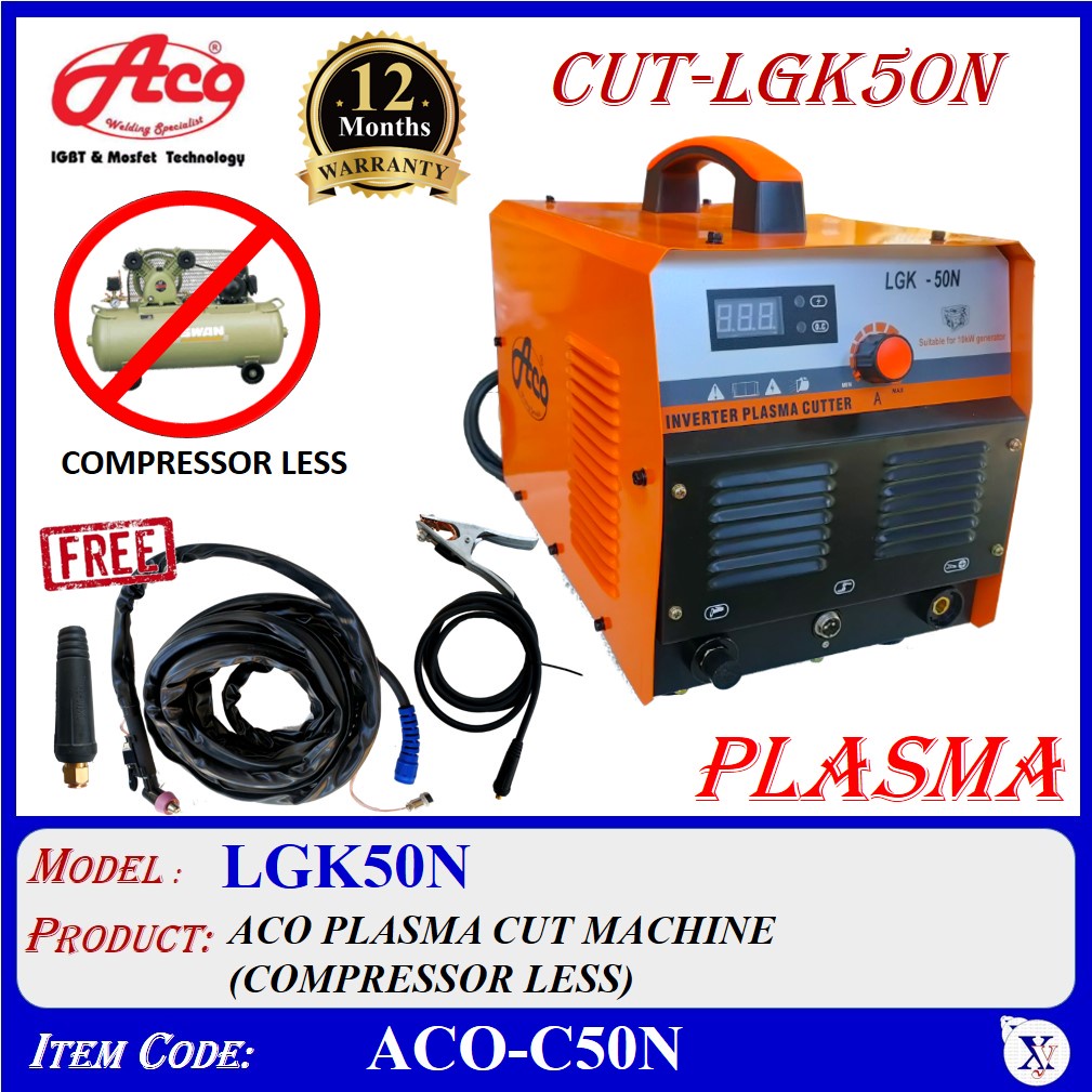 ACO-C50N CUT-LGK50N ACO PLASMA CUT MACHINE (COMPRESSOR LESS) FREE: SG55 ...