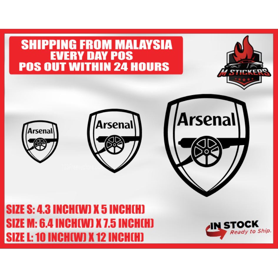 [M STICKERS] ARSENAL FOOTBALL CLUB STICKER MYVI ALZA VIOS CITY CIVIC ...